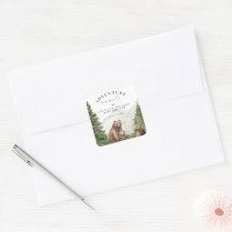 Adventure Awaits Gender Neutral Baby Shower Square Sticker | Zazzle
