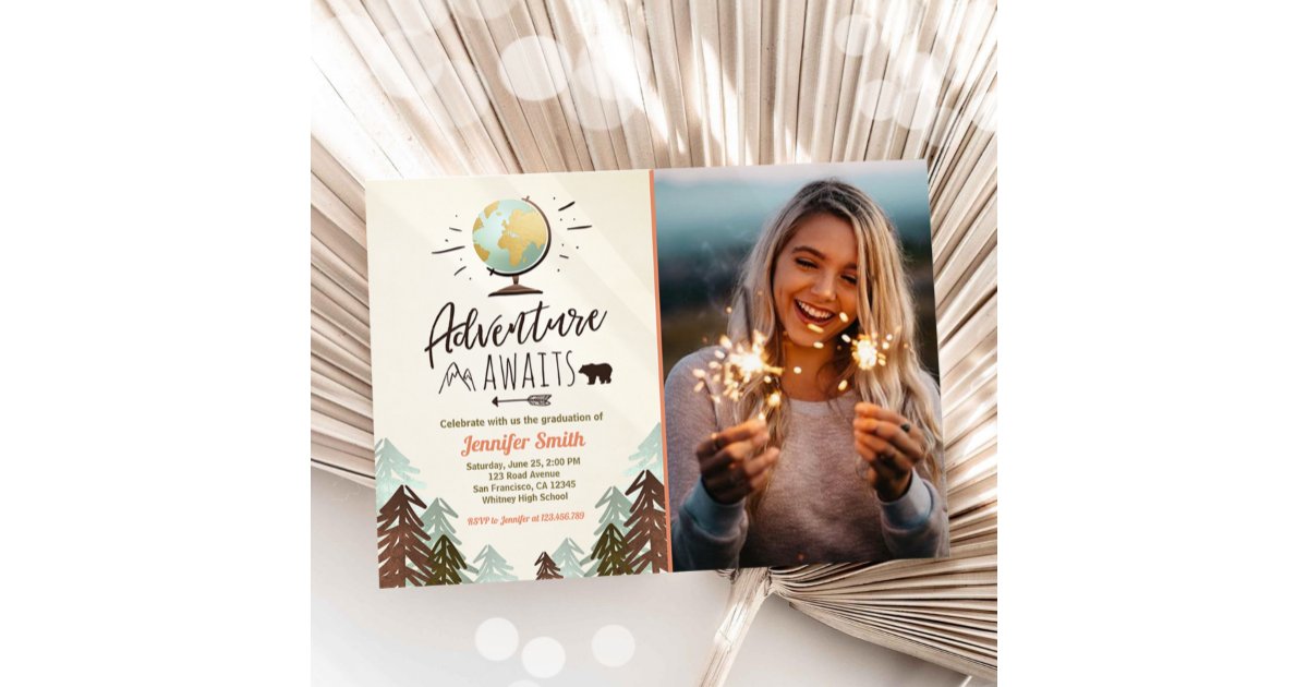 Adventure awaits Graduation invitation Travel | Zazzle
