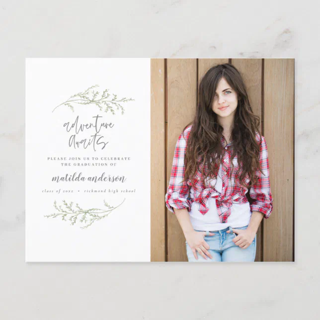 Adventure awaits graduation party photo invitation | Zazzle