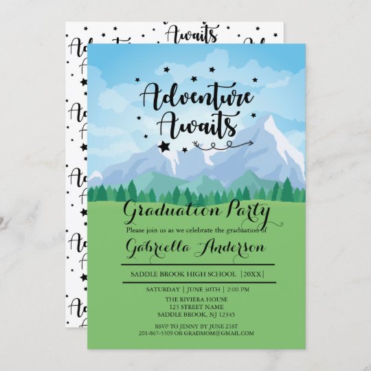 Adventure Awaits Mountain Scene Graduation Party Invitation | Zazzle.com