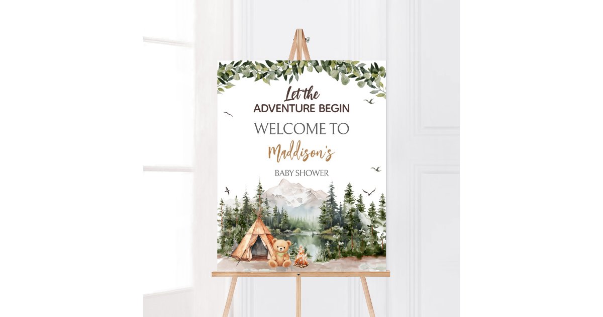 Adventure Awaits Mountain Welcome Poster | Zazzle