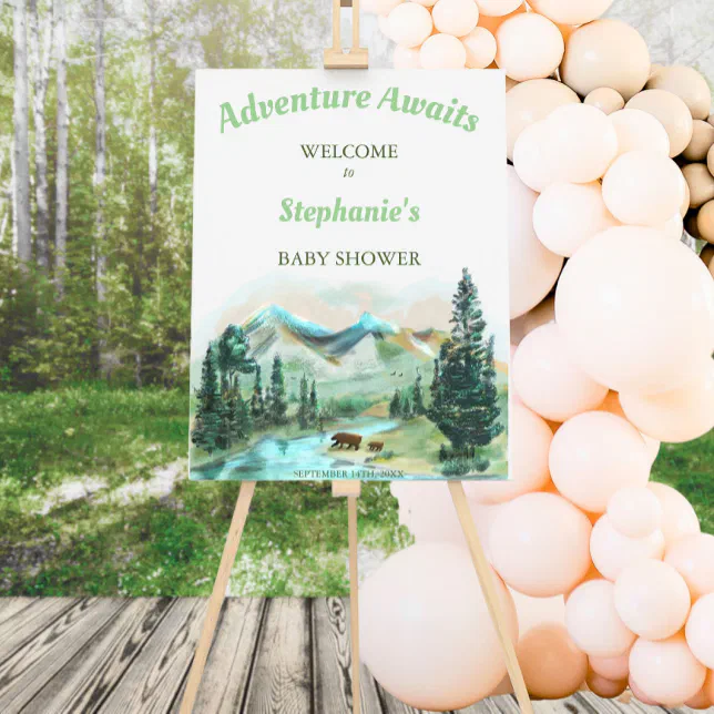 Adventure Awaits National Park Baby Shower Welcome Poster | Zazzle
