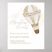 Adventure Awaits Neutral Hot Air Balloon | Welcome Poster | Zazzle