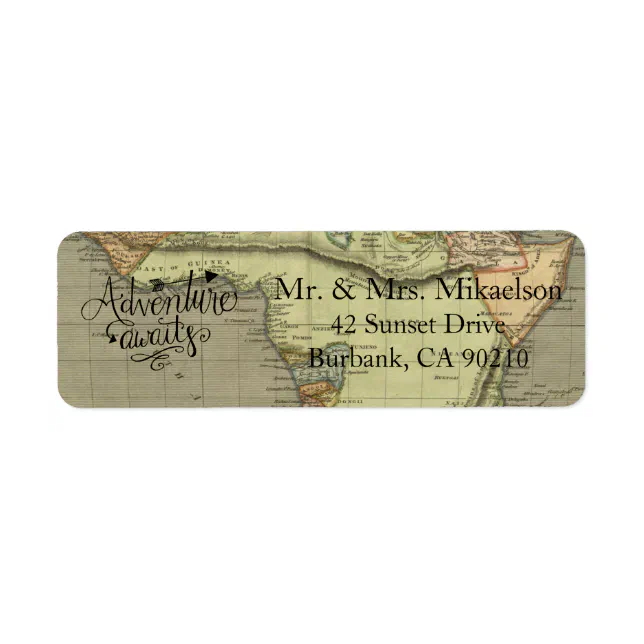 Adventure Awaits Old World Map Address Label | Zazzle
