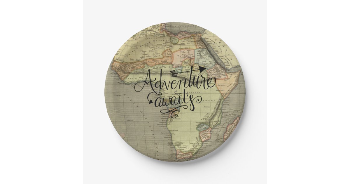 Adventure Awaits Old World Map Paper Plates | Zazzle