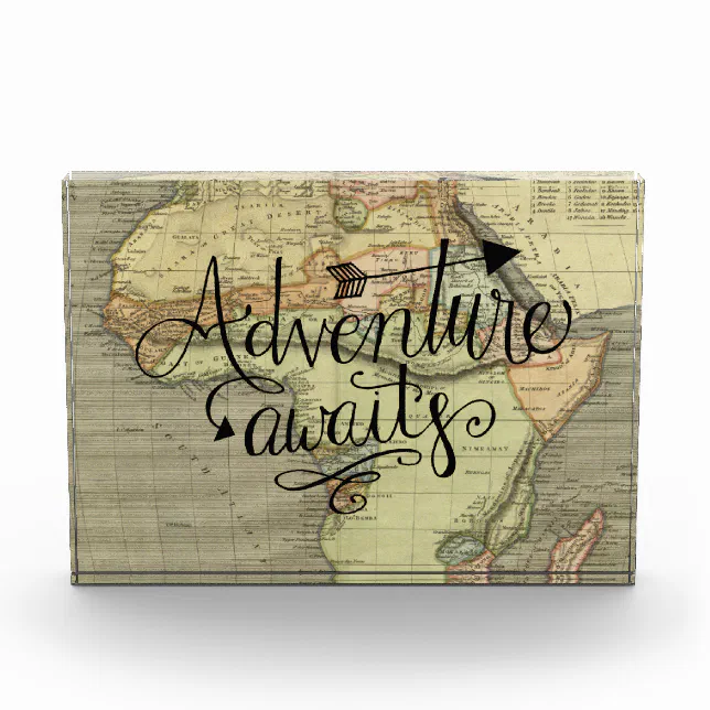 Adventure Awaits Old World Map Photo Block | Zazzle