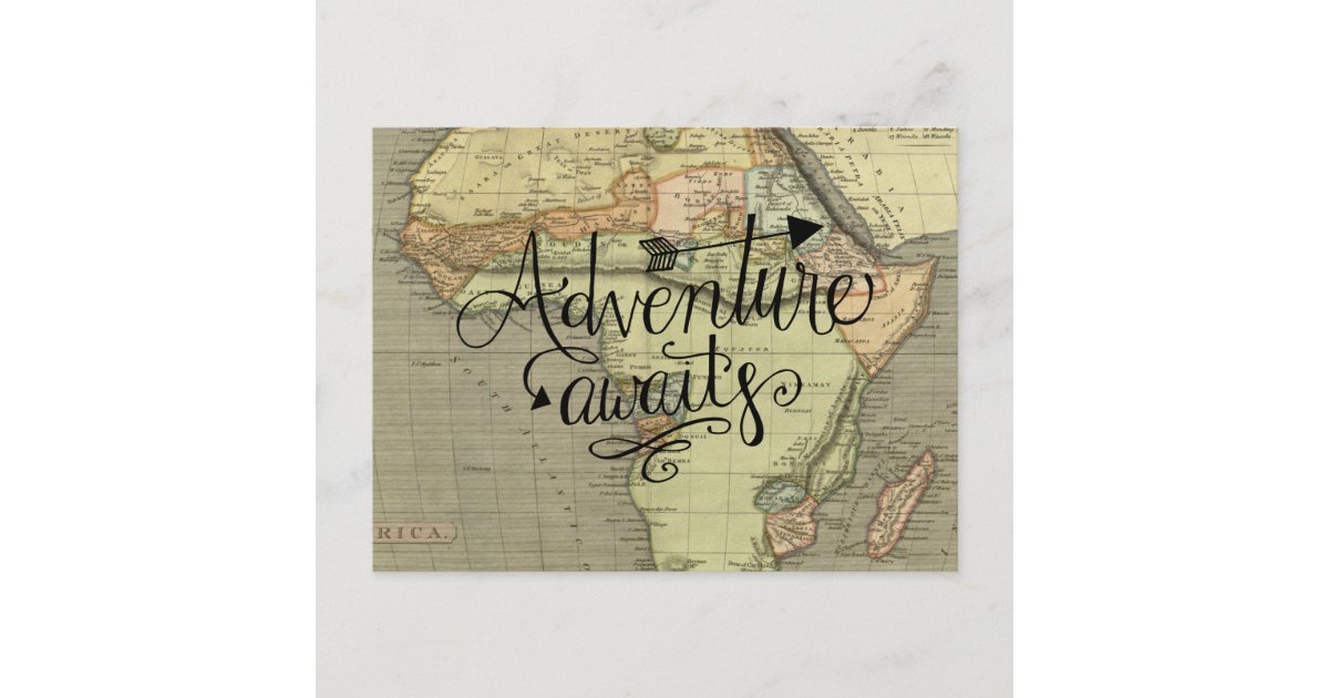 Adventure Awaits Old World Map Postcard | Zazzle