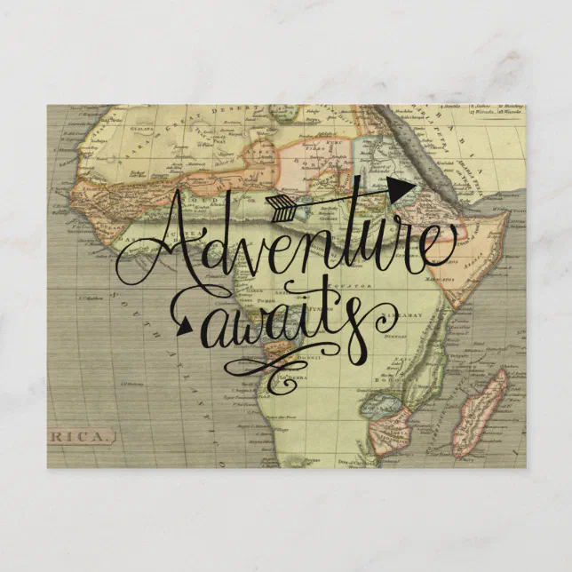Adventure Awaits Old World Map Postcard | Zazzle