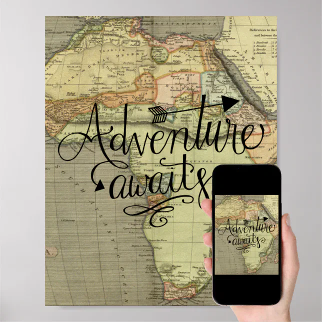Adventure Awaits Old World Map Poster | Zazzle