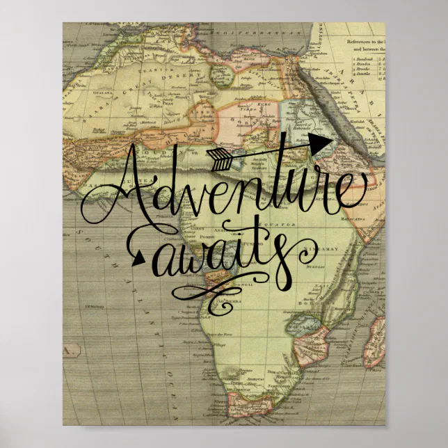 Adventure Awaits Old World Map Poster | Zazzle
