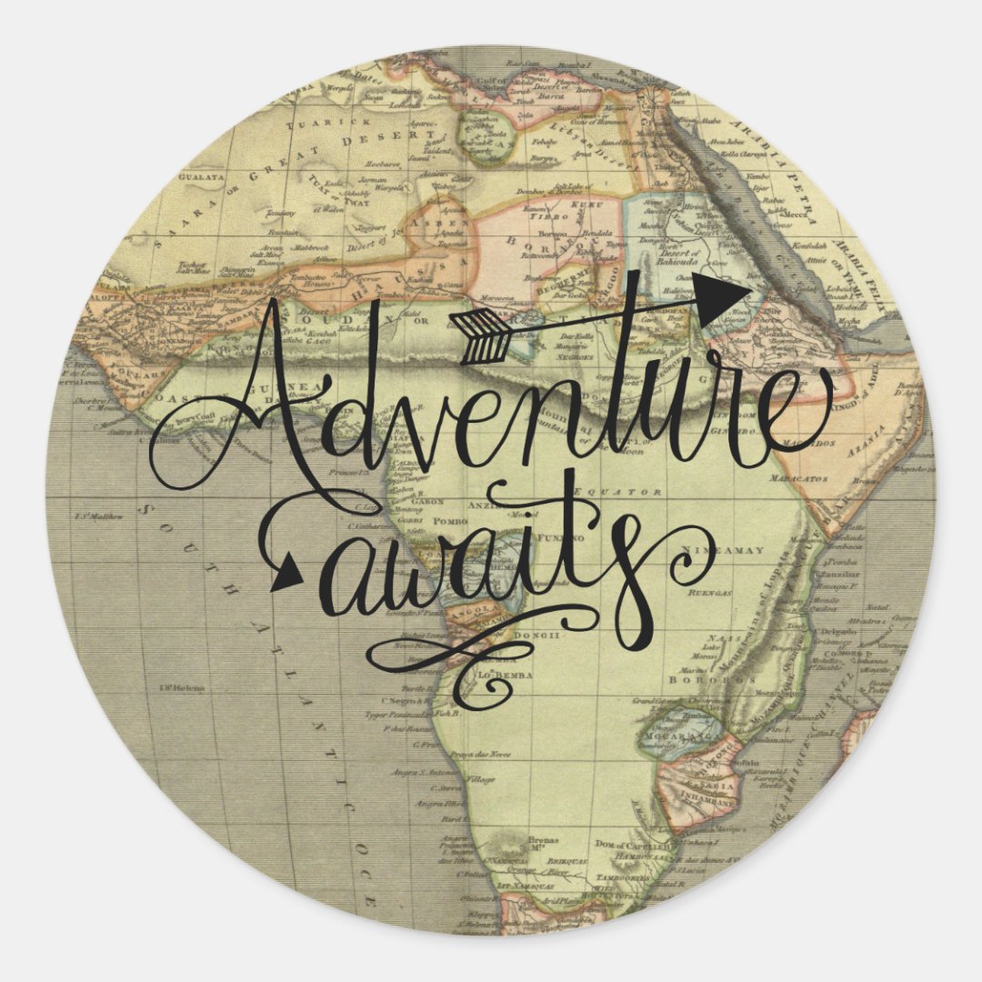 Adventure Awaits Old World Map Sticker | Zazzle