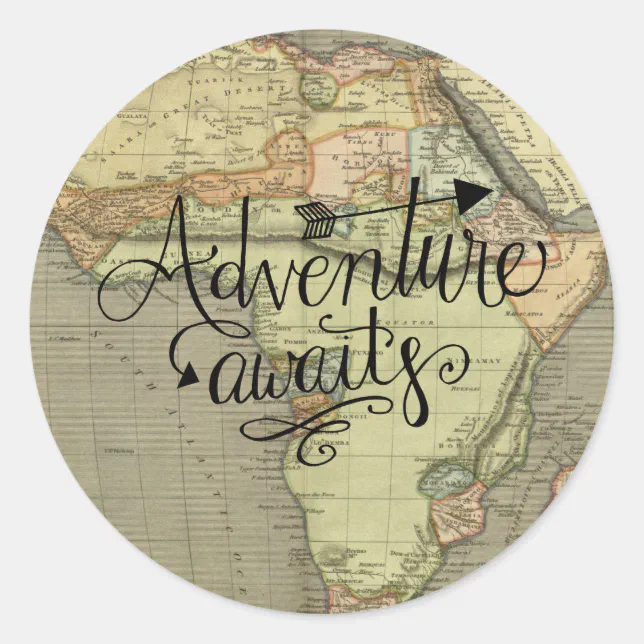 Adventure Awaits Old World Map Sticker | Zazzle