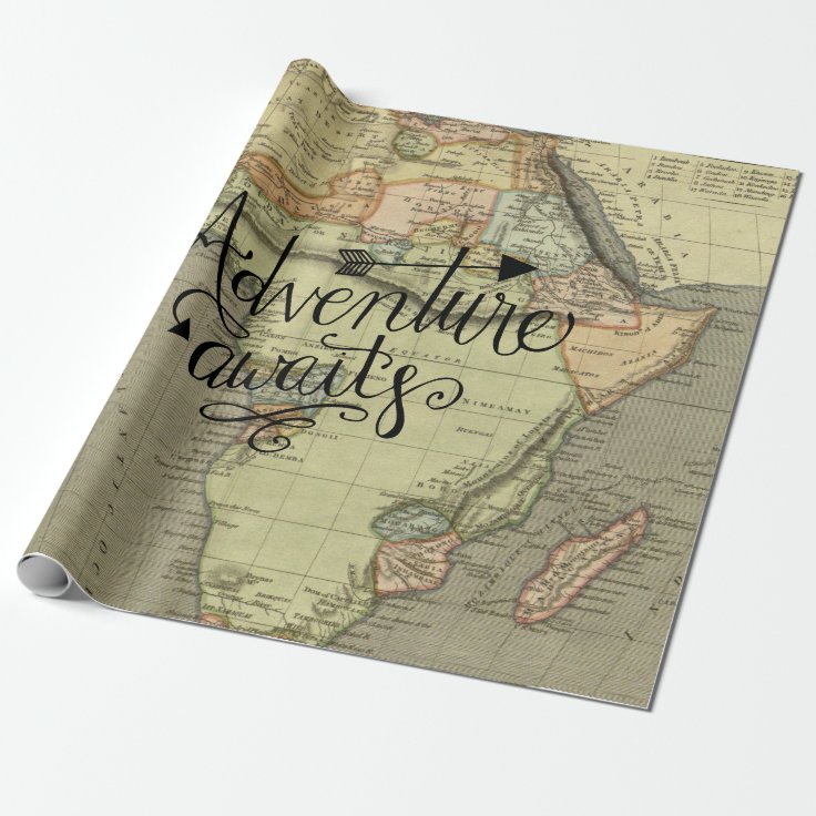Adventure Awaits Old World Map Wrapping Paper | Zazzle