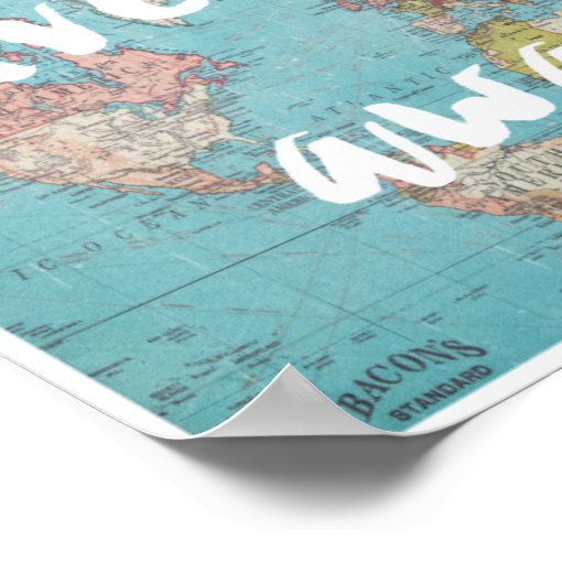 Adventure Awaits on Vintage World Map Poster | Zazzle