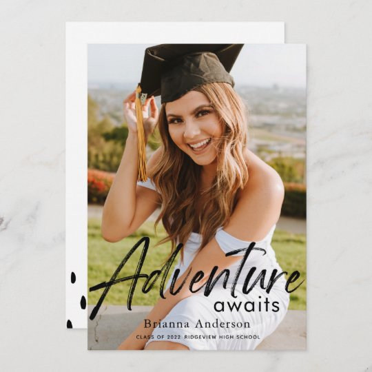 Adventure Awaits Photo Graduation Invitation | Zazzle.com