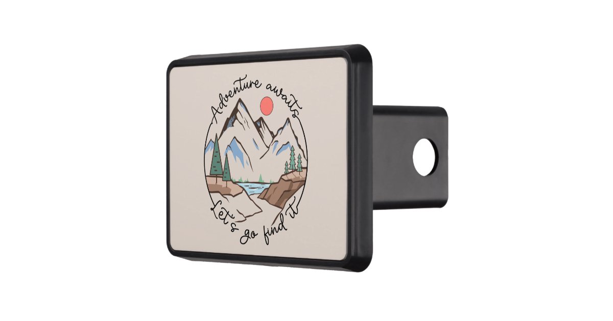 Adventure awaits word art hitch cover | Zazzle