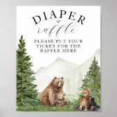 Adventure Baby Shower Woodland diaper raffle Poster | Zazzle