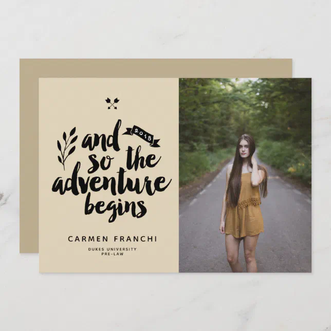 Adventure Begins Graduation Announcement | Zazzle