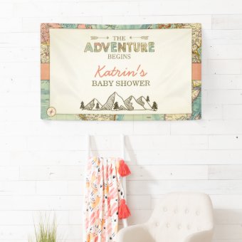 Adventure Begins Party Banner World Map Place | Zazzle