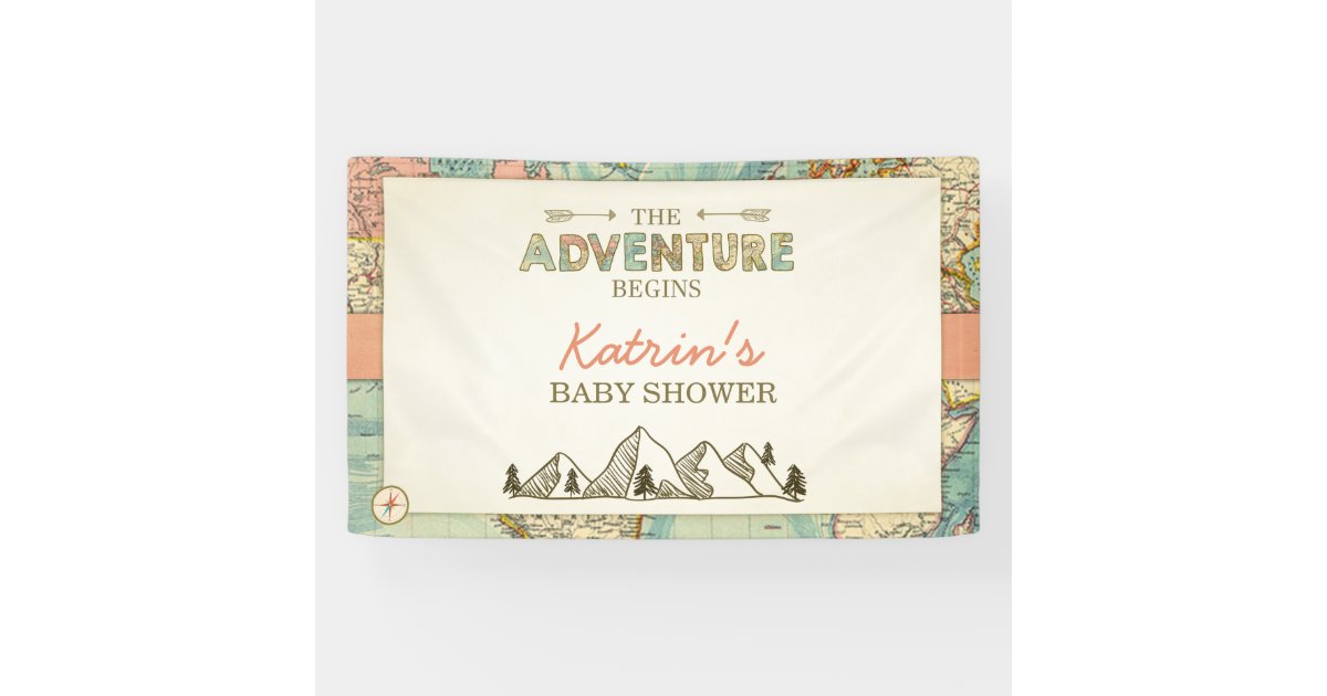 Adventure Begins Party Banner World Map Place | Zazzle