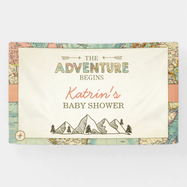 Adventure Begins Party Banner World Map Place | Zazzle