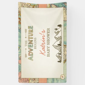 Adventure Begins Party Banner World Map Place | Zazzle