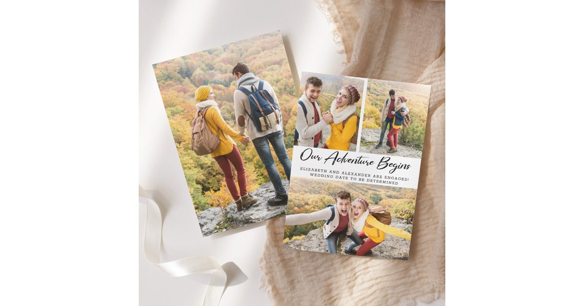 Adventure Begins Photo Engagement Announcement | Zazzle