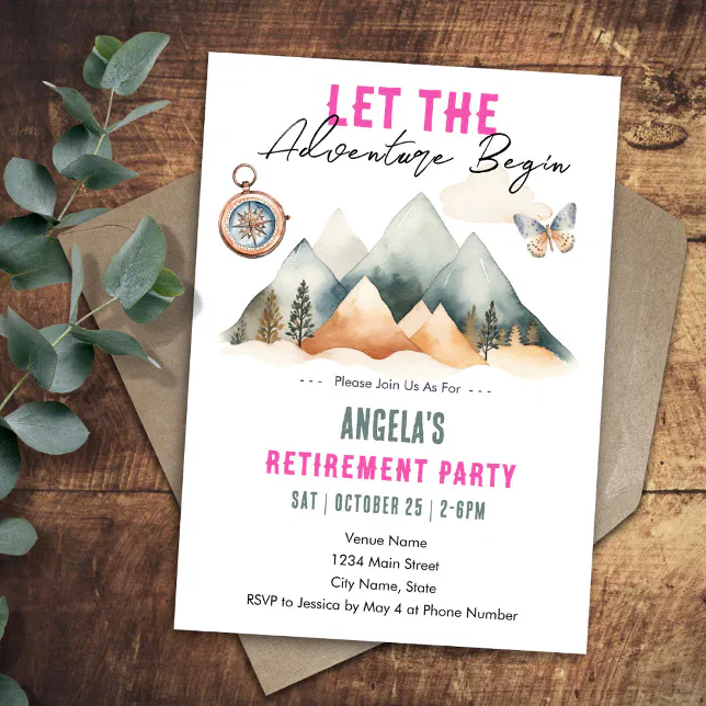 Adventure Begins Retirement Party Invitation | Zazzle