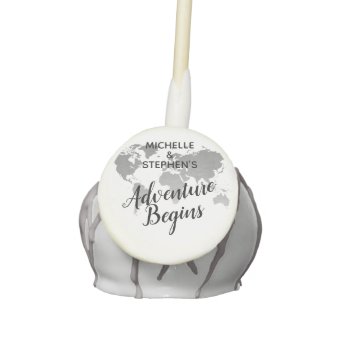 Adventure Begins World Map Silver Personalized Cake Pops | Zazzle