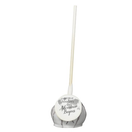 Adventure Begins World Map Silver Personalized Cake Pops | Zazzle