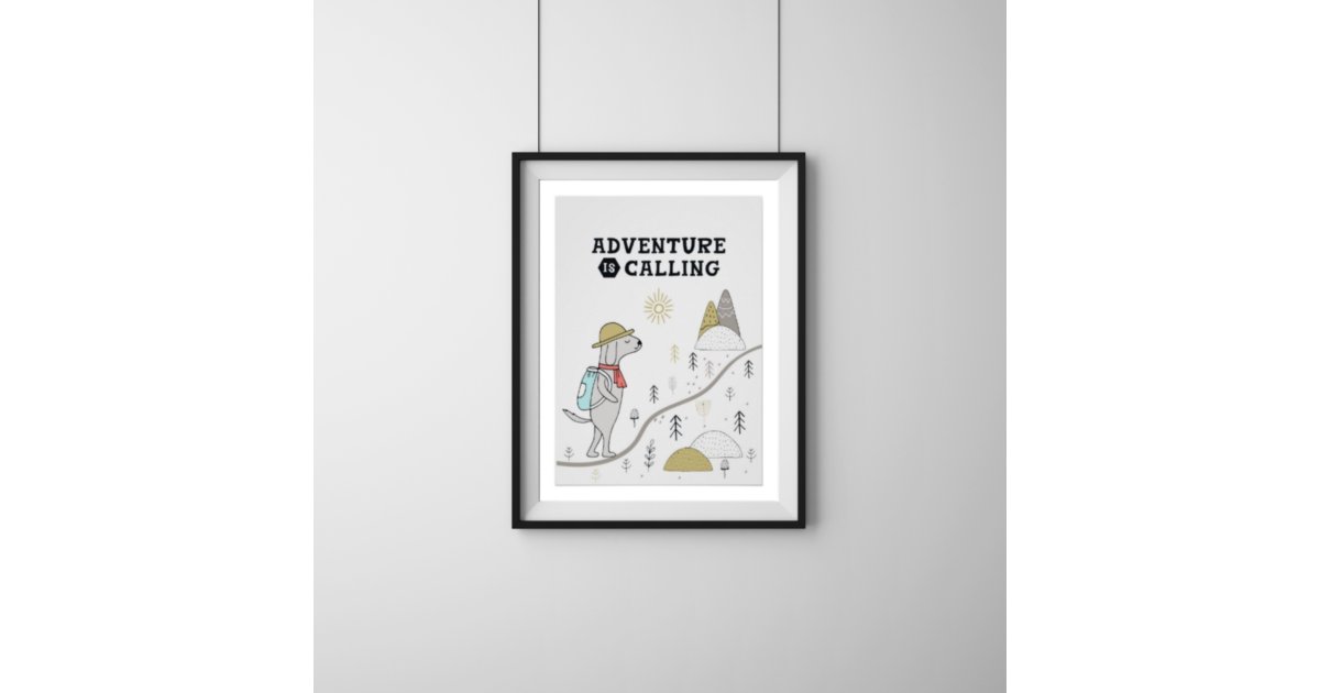Adventure Calling Cute Dog Poster | Zazzle