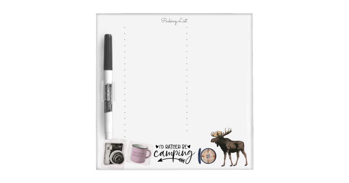 Adventure Camping Packing List Dry Erase Board | Zazzle