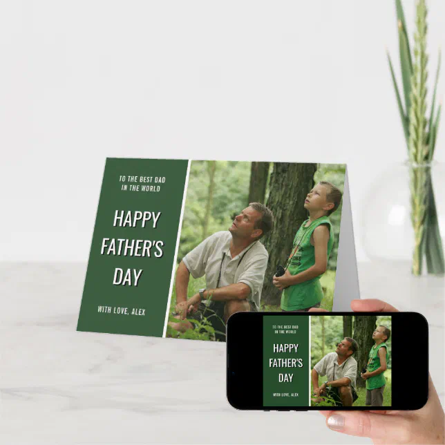 Adventure Dad | Green Photo Happy Father's Day Card | Zazzle