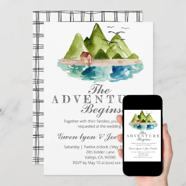 Adventure outdoor mountain wedding invitation | Zazzle