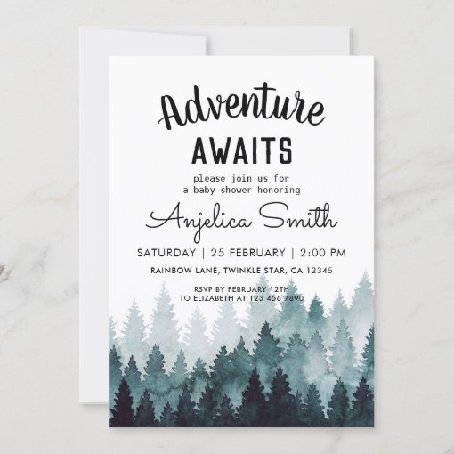 Adventure Rustic Forest Baby Shower Invitation | Zazzle