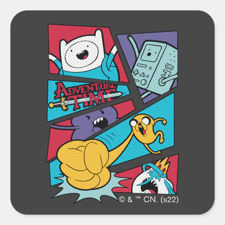 Adventure Time | Action Panel Graphic Square Sticker | Zazzle