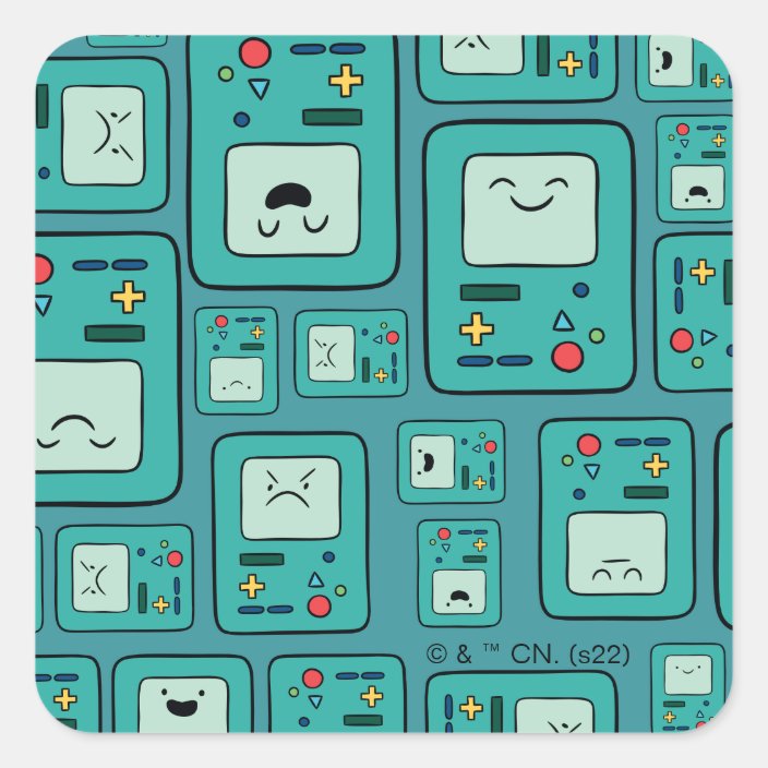 Adventure Time | BMO Pattern Square Sticker | Zazzle.com