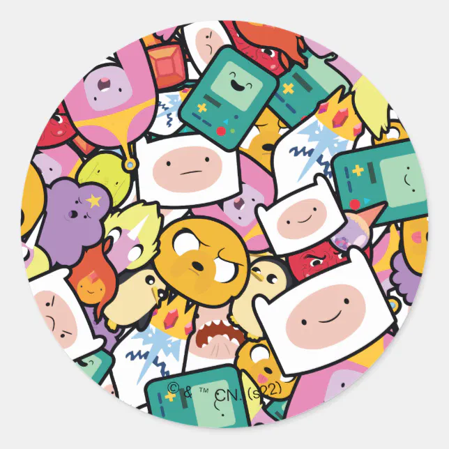 Adventure Time | Character Toss Pattern Classic Round Sticker | Zazzle