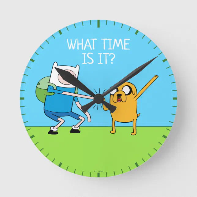 Adventure Time | Finn & Jake Fist Bump Round Clock | Zazzle