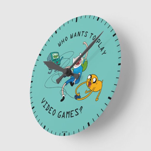 Adventure Time | Finn & Jake Play With BMO Round Clock | Zazzle