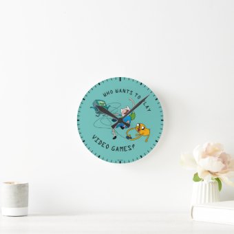 Adventure Time | Finn & Jake Play With BMO Round Clock | Zazzle