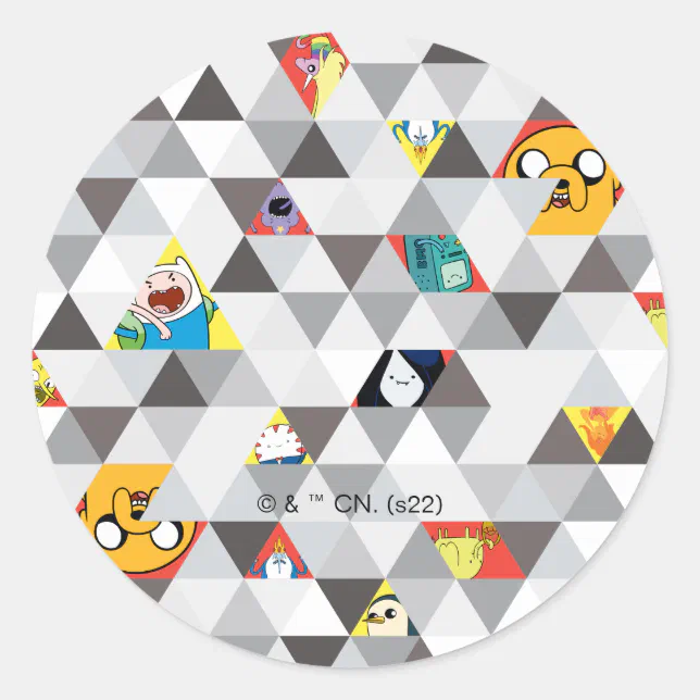 Adventure Time | Triangular Character Pattern Classic Round Sticker ...