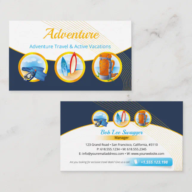 Adventure Travel | Active Vacations Business Card | Zazzle