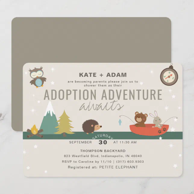 Adventure Woodland Neutral Adoption Baby Shower Invitation | Zazzle