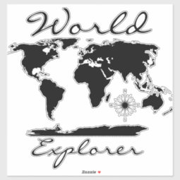 Adventure World Map "World Explorer" Script Sticker | Zazzle