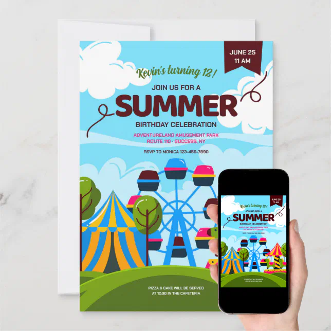 Adventureland Amusement Park Invitation | Zazzle