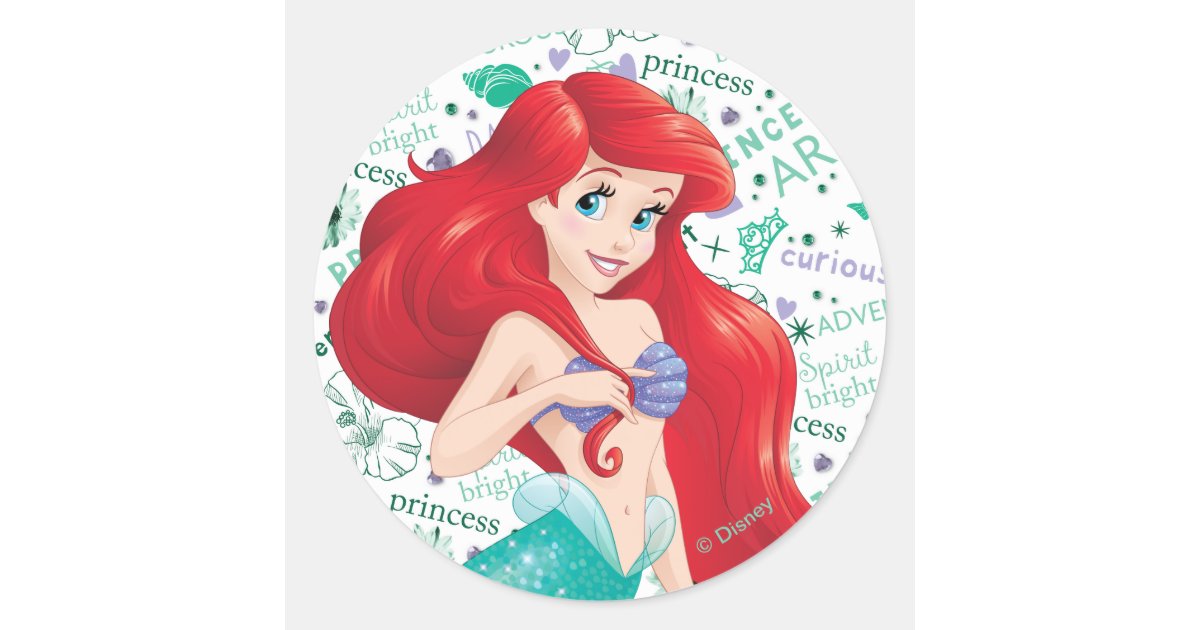 Adventurous Ariel Classic Round Sticker | Zazzle