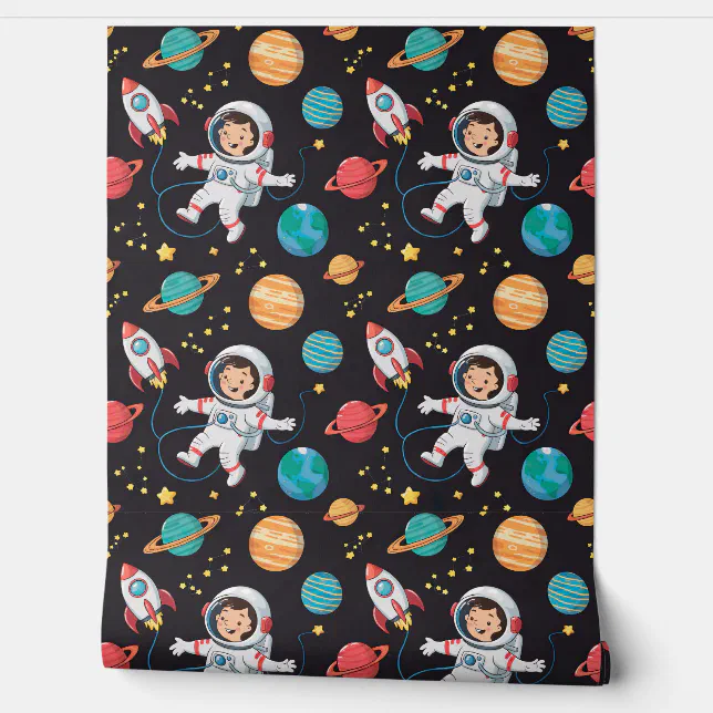 Adventurous Space Explorer Kids Wallpaper | Zazzle