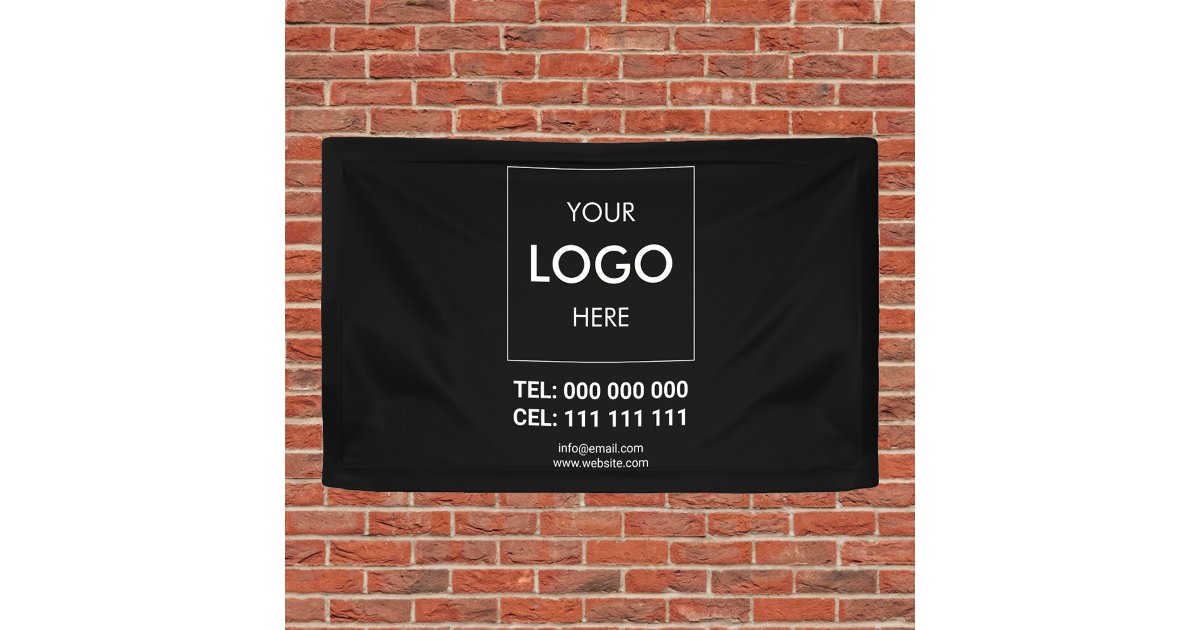 Advertising Business Logo Black Banner | Zazzle