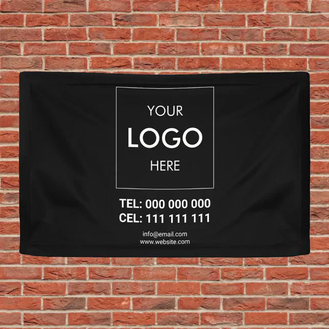 Advertising Business Logo Black Banner | Zazzle